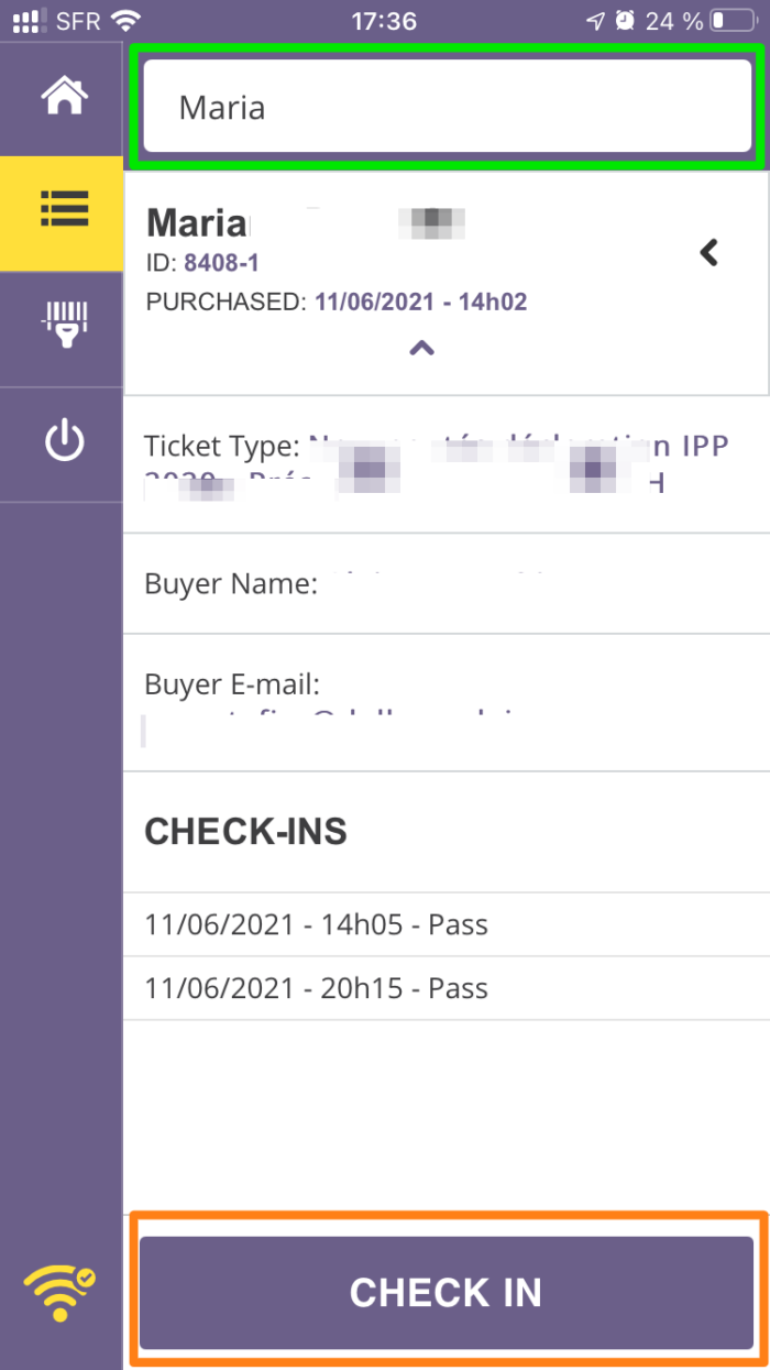 Scan Billet avec l’App Checkinera – deepSense
